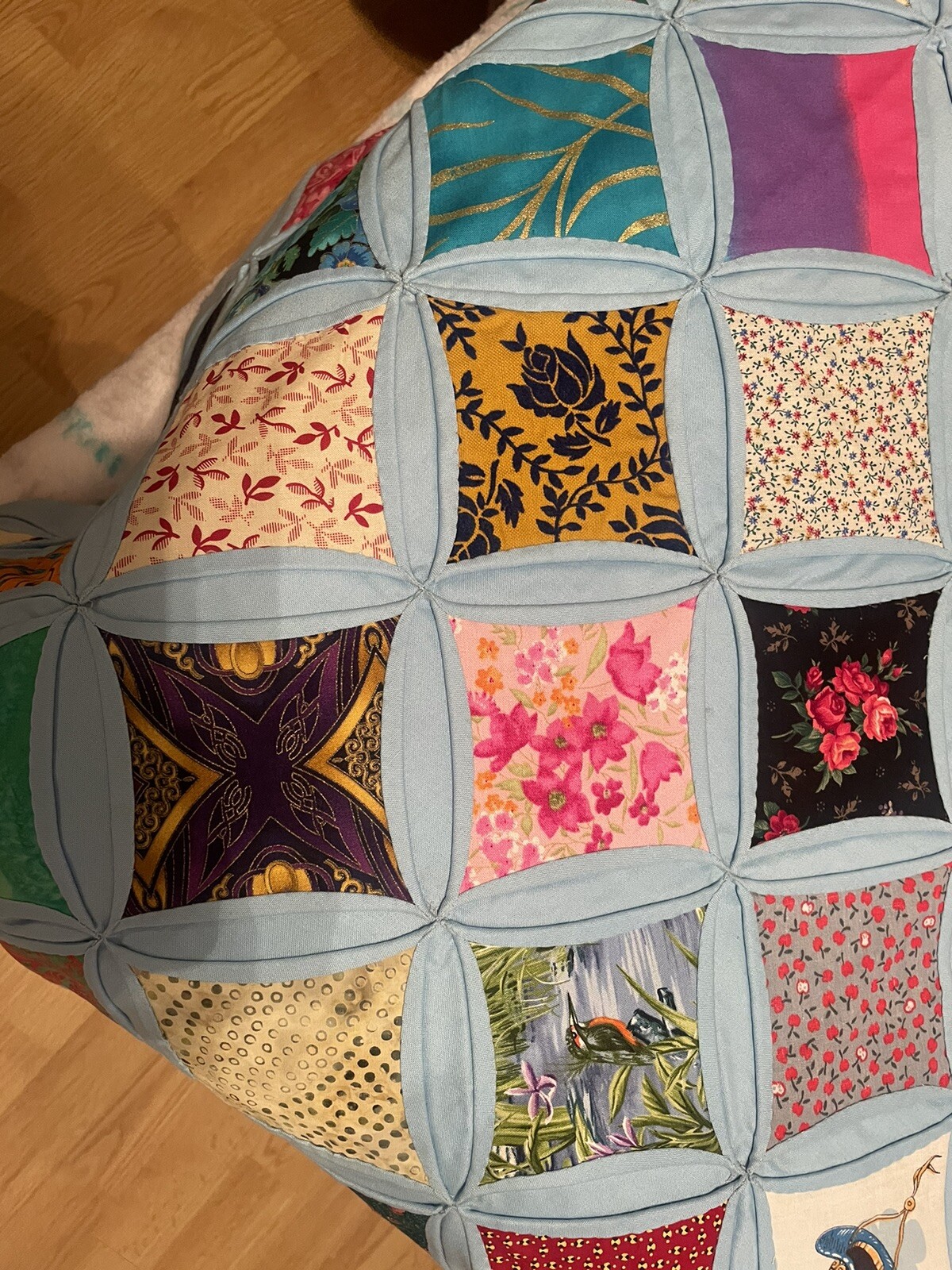 Cathedral Window Quilt w/ Shams Hand Stitched One Of A Kind Rare Piece ...