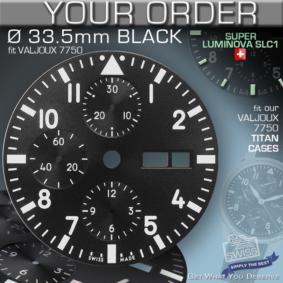 DIAL FIT MOVEMENT ETA VALJOUX 7750, Ø 33.5 mm, 5 COLORS - SUPERLUMINOVA ...