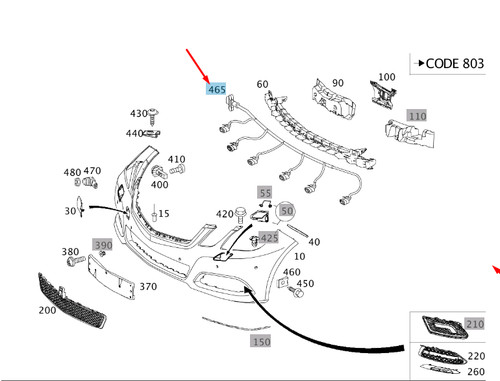 MERCEDES-BENZ E W212 FRONT BUMPER WIRING HARNESS A2125404300 ORIGINAL ...