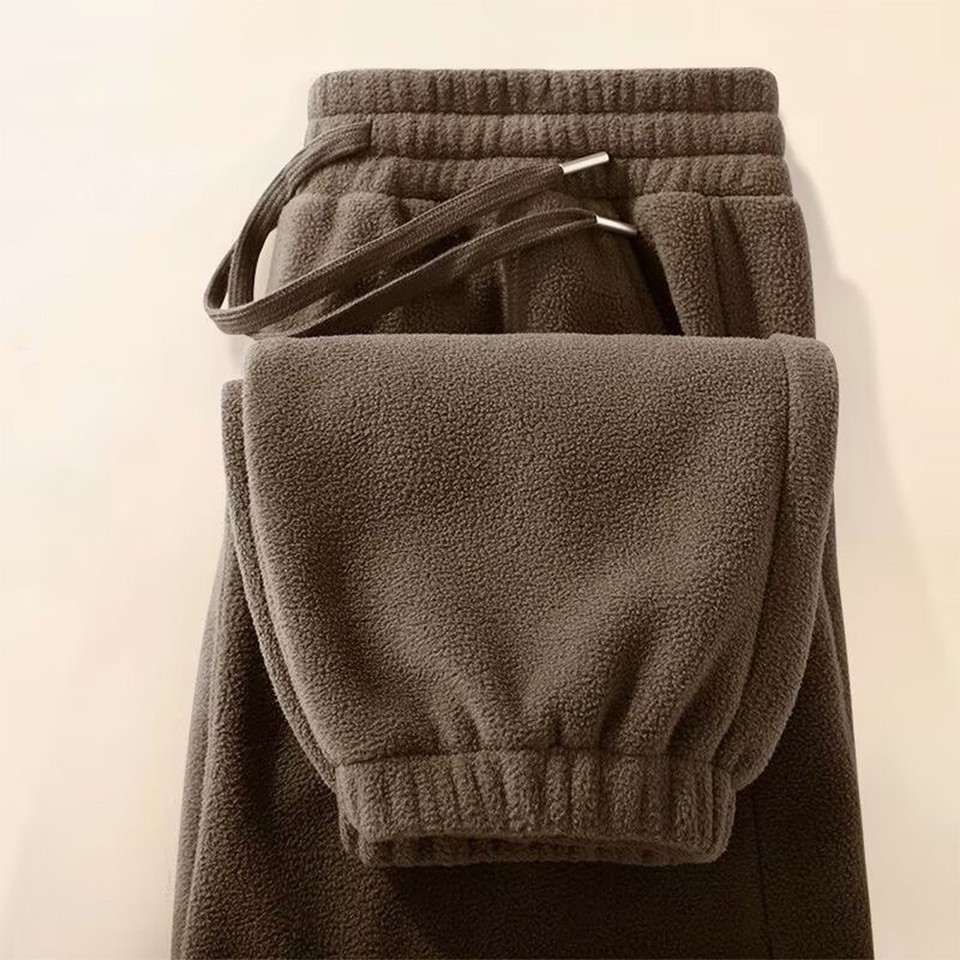 Straight-cut Mens Fleece Pants Granular Fleece Solid Pattern Regular ...