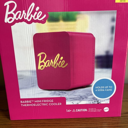 Barbie Pink 6 Can Personal Mini Fridge Thermoelectric Cooler Dorm Room ...