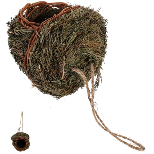 Straw-woven Bird Cage Handmade Hanging Nest Hummingbird Nesting House ...