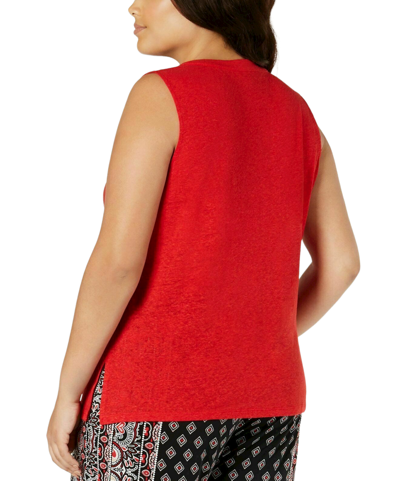 INC International Concepts Women's Petite Lace-Up Tank Top Red Size P/S ...