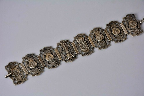 Vintage White Metal French/Paris Filigree Souvenir Bracelet | eBay