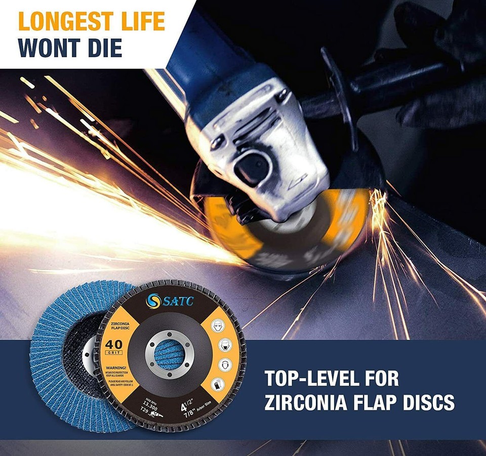 40PCS 4-1/2" Zirconia Flap Disc 40 Grit Angel Grinder Sanding Grinding ...