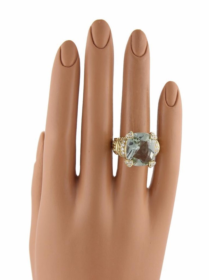 Judith Ripka Ring Green Amethyst & Diamond 18k Yellow Gold | eBay