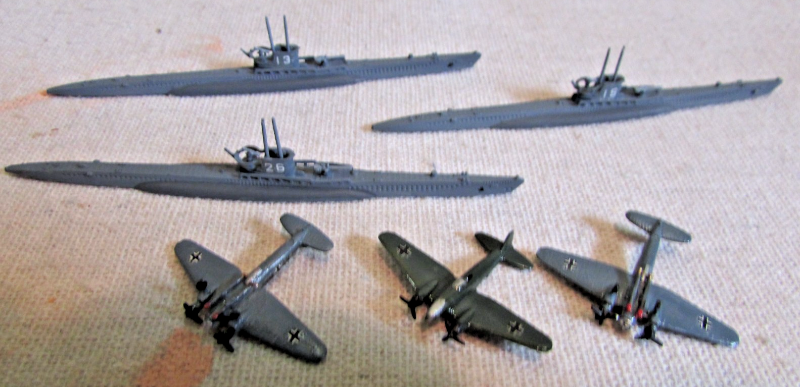 1/700 Model built painted Trumpeter 3 German U-Boat Submarines 3 ...