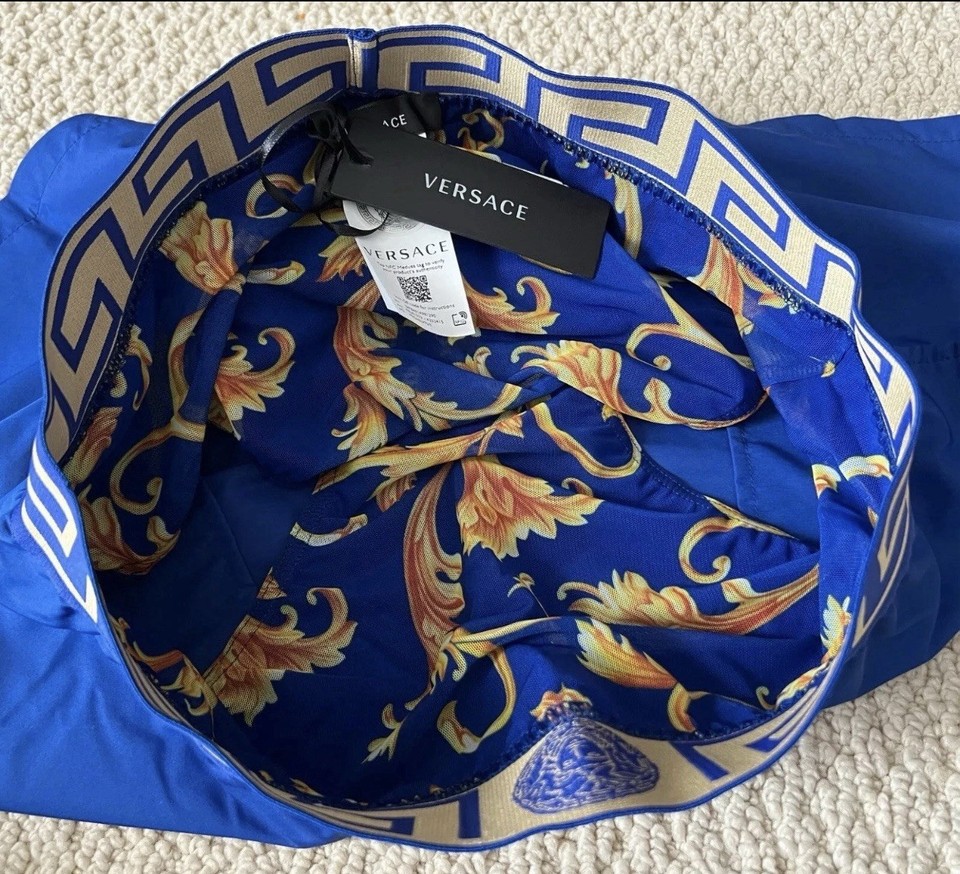 NWT Versace Greca Border Medusa Barocco Blue Swim Shorts Bathing Suit 5 ...