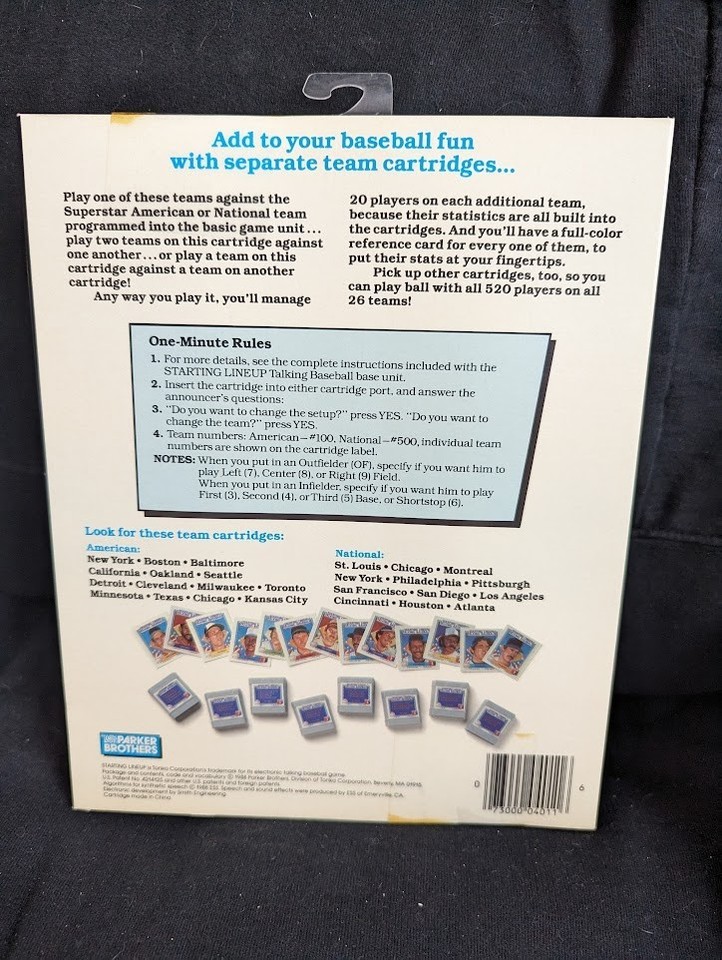 RARE STARTING LINEUP TALKING BASEBALL CARTRIDGE 4004 w/ NM CARDS New ...