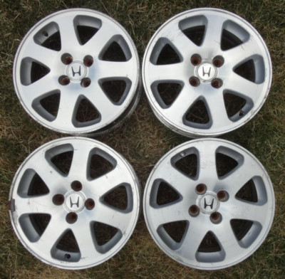 1999-2000 Honda Civic Si EM1 OEM 15x6 4x100 7 Spoke Machined Wheel Set ...
