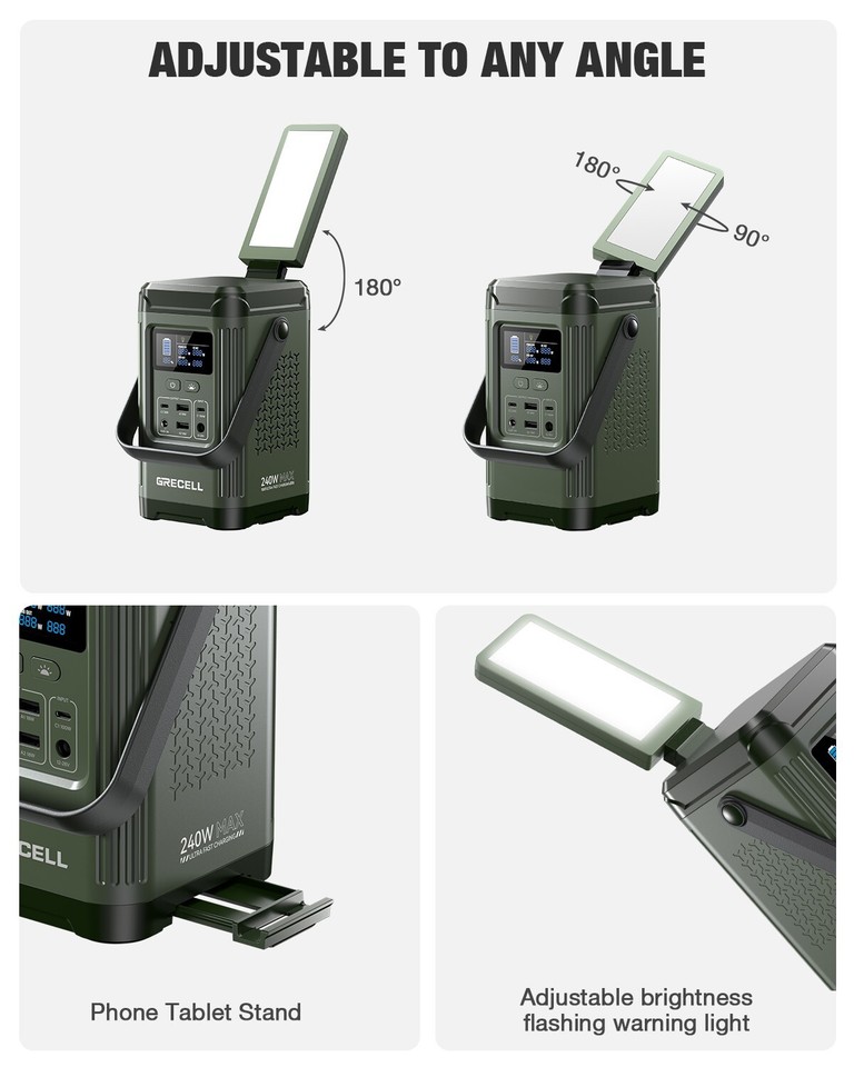 200W Solar Power Station Portable Battery Bank LED Light 153.6Wh for ...