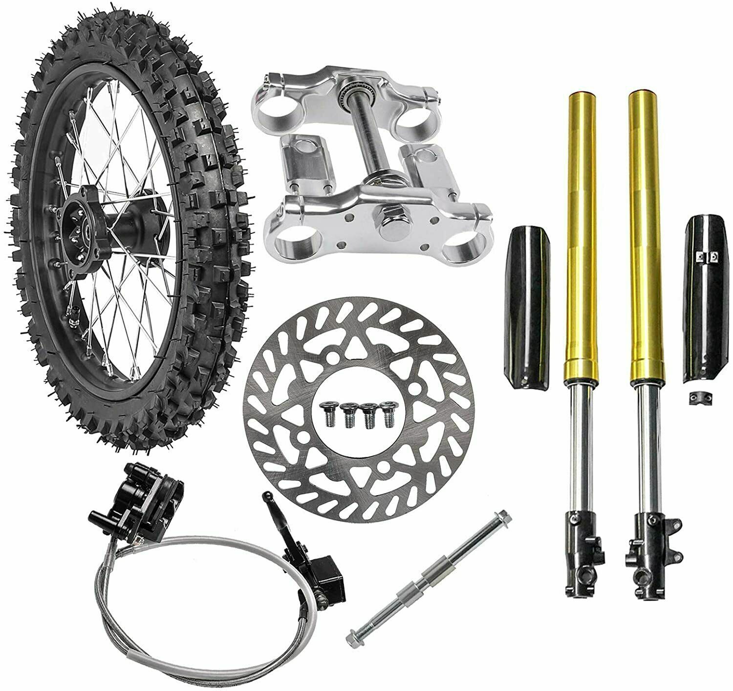 Front Fork Triple 14" Wheel 60/100-14 Tire Brake for pit BIKE TTR CRF ...
