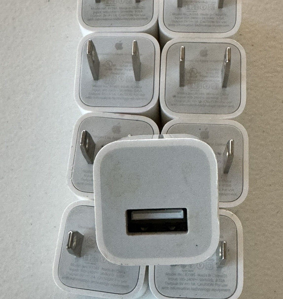 Lot of 10 Apple 5W USB Wall Charger Cube Power Adapter for iPhone White ...