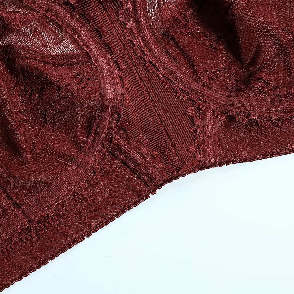 Full Coverage Bralette Wirefree All-Around Comfort Bra Floral Lace Plus ...