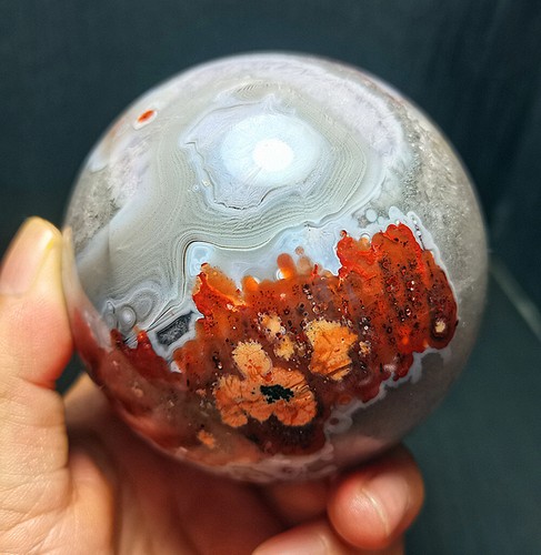 RARE 821.9g Natural Colorful Red Agate Stone Sphere Ball Healing WD1482 ...
