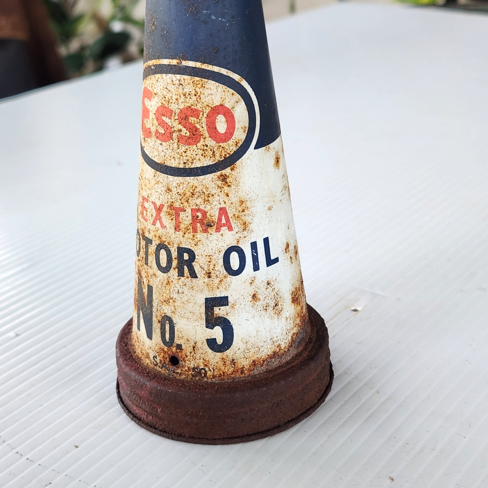 Original Esso Extra No 1 SAE 50 Motor Oil Bottle Metal Pouring Top VGC ...