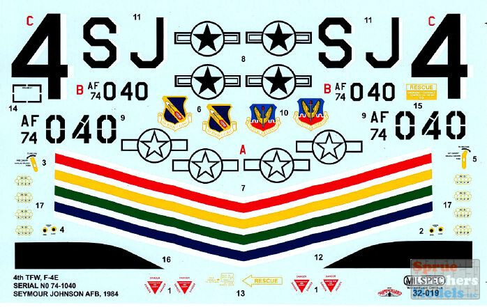 CAMMS32019 1:32 MilSpec Decals - F-4E Phantom II 4th TFW Seymour ...