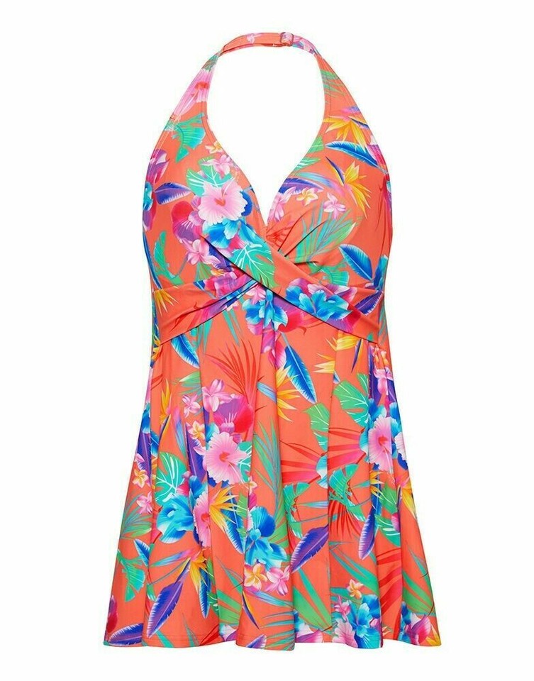 Figleaves Swim Dress Swimsuit Bora Bora Underwired Halter Sunset Red ...