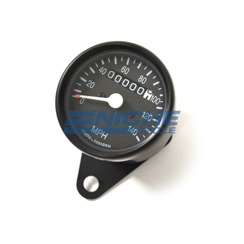 Mini Universal Black Motorcycle Mechanical 140 MPH Speedo Speedometer ...