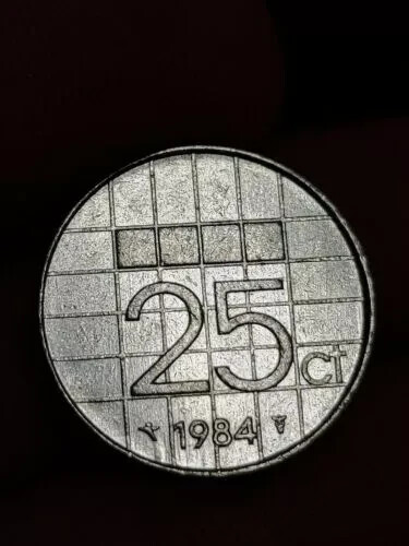Netherlands 25 Cents 1984 Nickel Coin - Queen Beatrix KM# 204 Kayihan ...