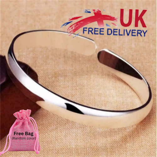 Solid 925 Sterling Silver Open Mens Women Torque Identity Bangle ...