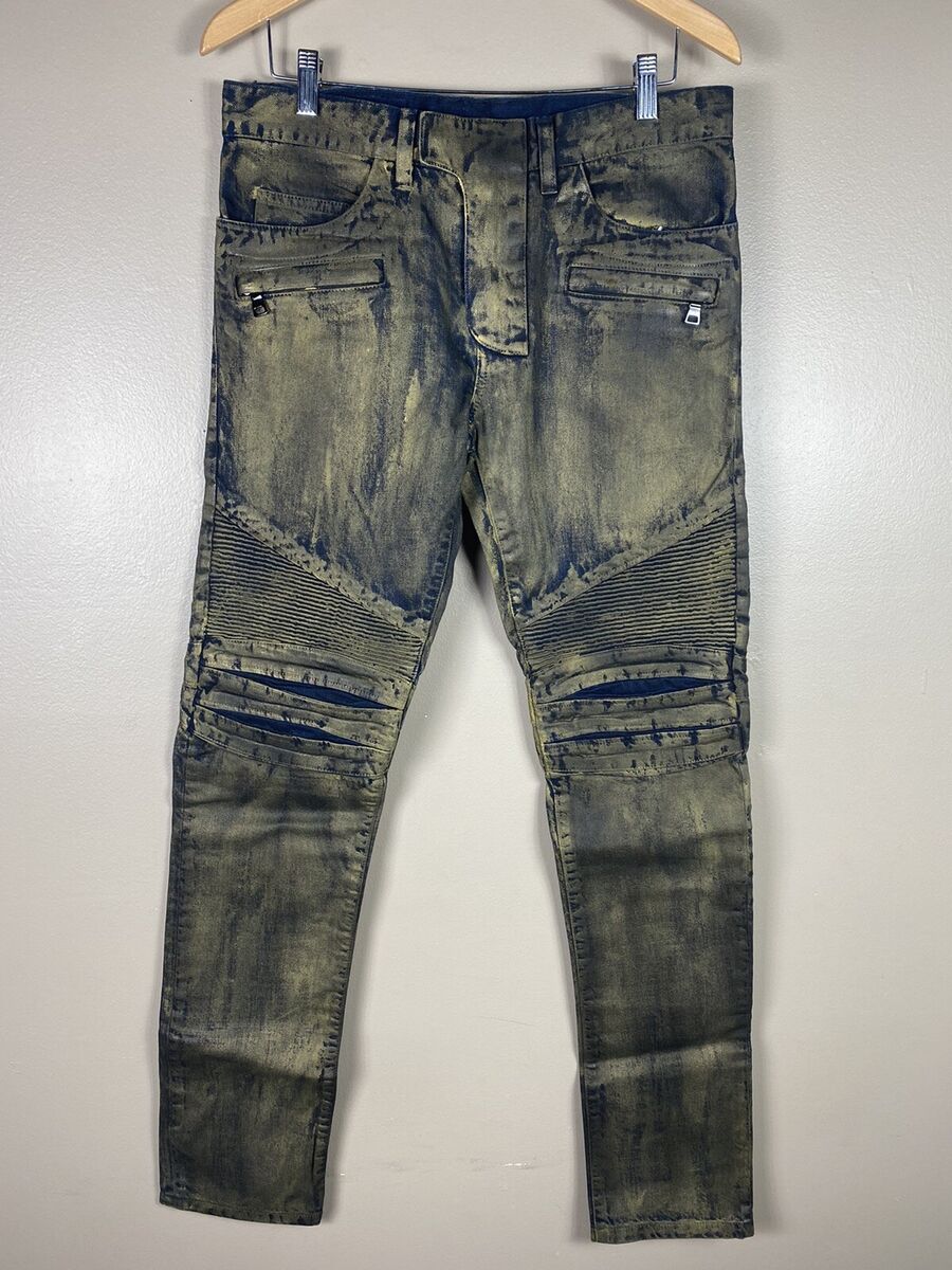 Balmain Gold Paint Biker Denim Brand New Size 30 With Tags Balmain Gold Paint Biker Denim Brand New Size 30 With Tags