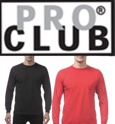 PROCLUB PRO CLUB MENS PLAIN LONGSLEEVE T SHIRT COMFORT COTTON TEE ...
