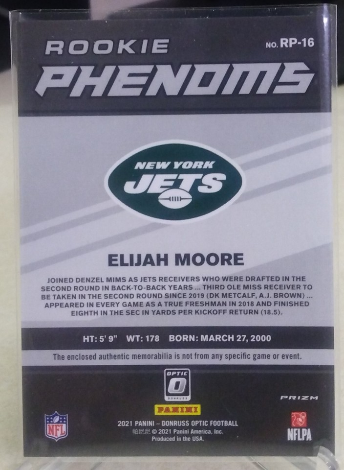 2021 Donruss Optic Elijah Moore RC RP-16 ROOKIE PHENOMS Blue Hyper ...