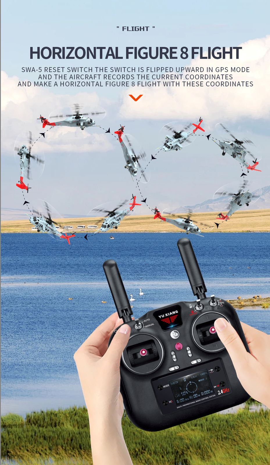 YXZNRC F09-H Hawk SH60 2.4G 8CH GPS Auto-Return Optical Flow RC RTF ...