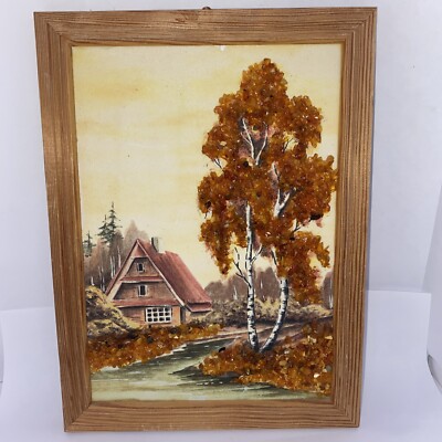 🌹 Baltic Amber Artwork Vintage Wall Decor Amber Wall Hanging. 6”x 9” | eBay