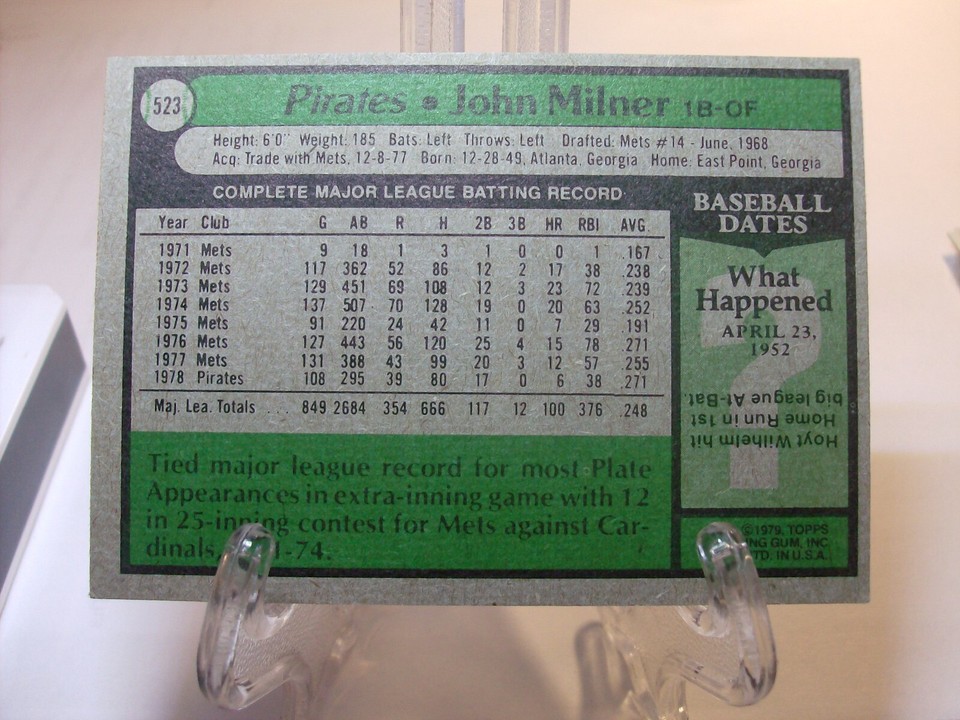1979 Topps Baseball Card #523 John Milner (91997) | eBay
