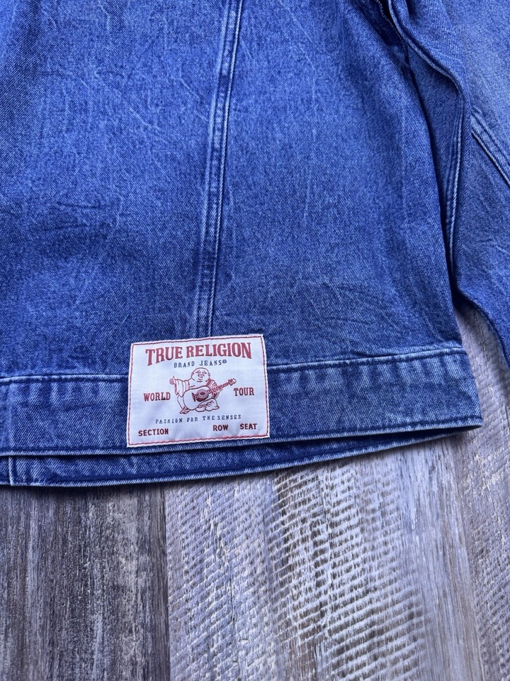 True Religion Jesse SN Trucker Jeans Jacket Mens Denim Cozy Fireside ...