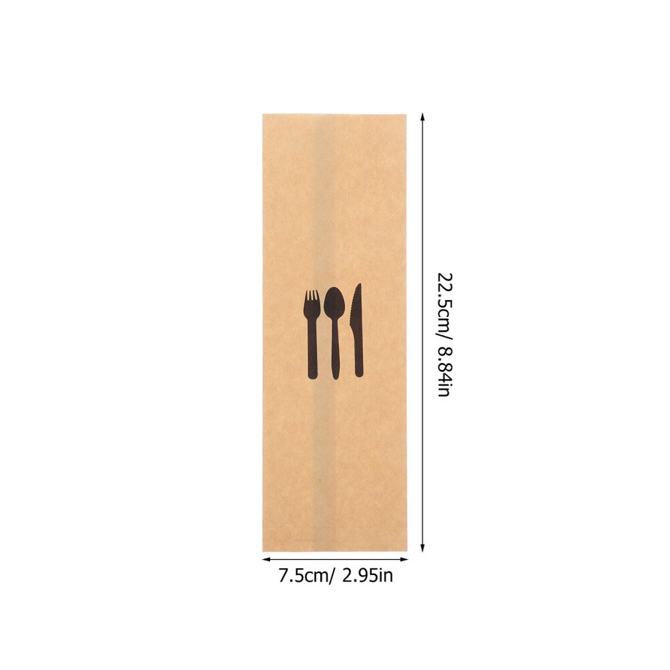 100pcs Kraft Paper Cutlery Holder Paper Silverware Holder Utensil ...