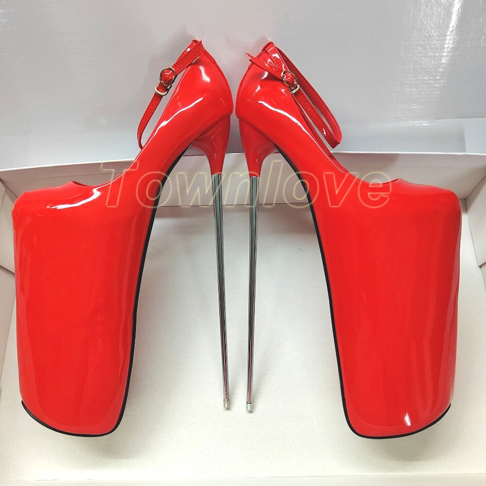 Women 30cm Ultra High Stiletto High Heel Shoes Ankle Buckle Pumps Shoe ...
