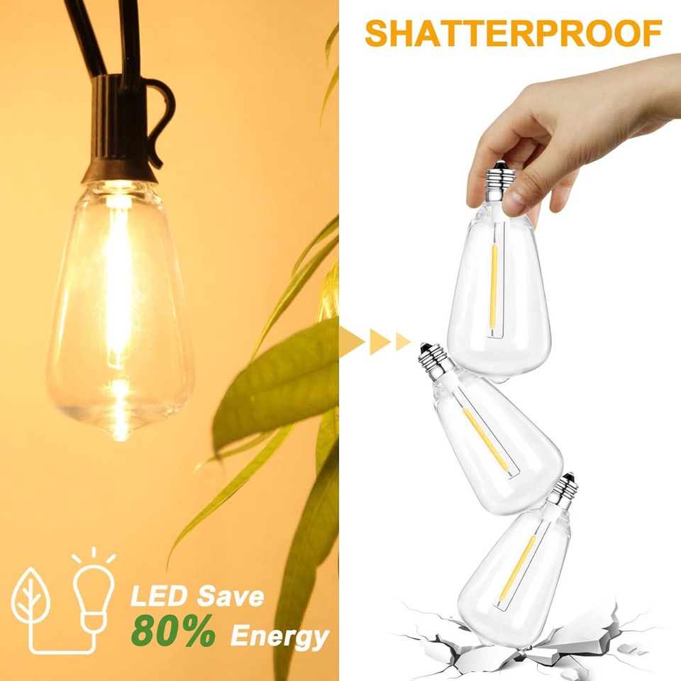 50FT - 800FT LED Outdoor String Lights Waterproof ST38 LED Garden Patio ...