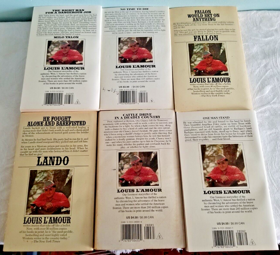 Louis L'Amour Lot Of 6 Bantam Paperbacks Milo Talon Flint Fallon Chancy ...