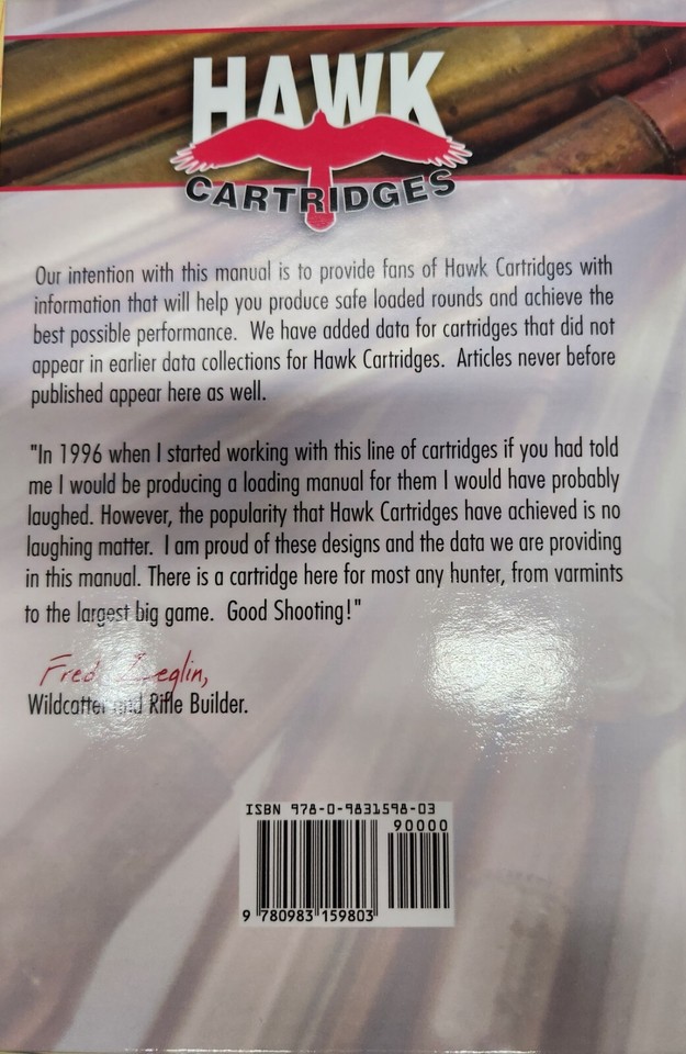 HAWK CARTRIDGES RELOADING MANUAL~Never before published LOAD DATA~NEW ...
