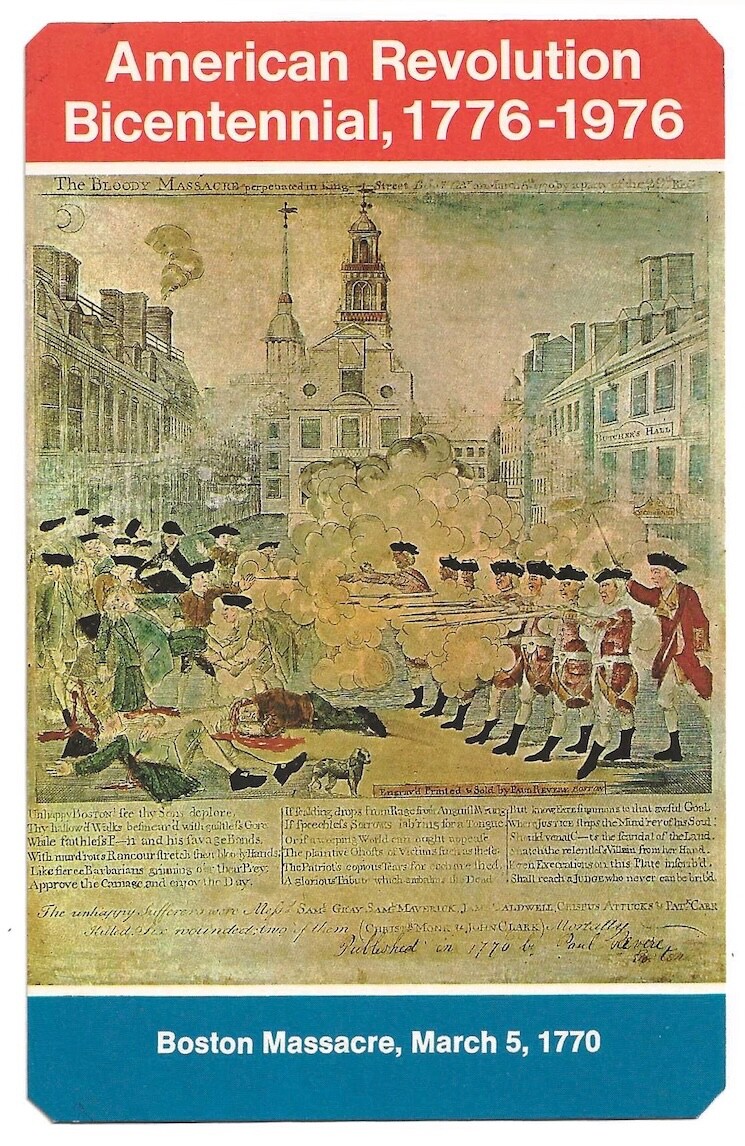 American Revolution Bicentennial 1776-1976 Boston Massacre 1770 ...