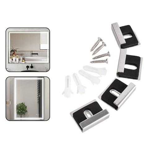 4 Sets Wall Mount Mirror Clips with Screws for Heavy Mirrors and Glass ...