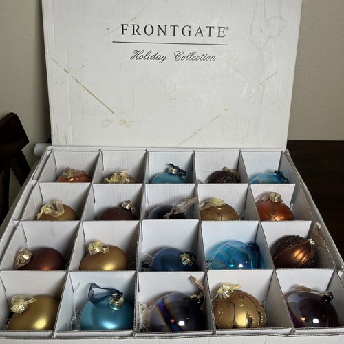 Frontgate Christmas Ornament Set Multi-Crystal, Hand-Painted Glass 20 ...