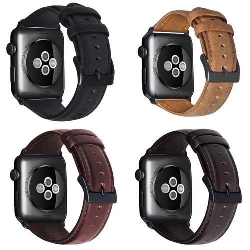 Wax Oil Genuine Leather Wrist Band Strap For Apple Watch 7654321 42 ...