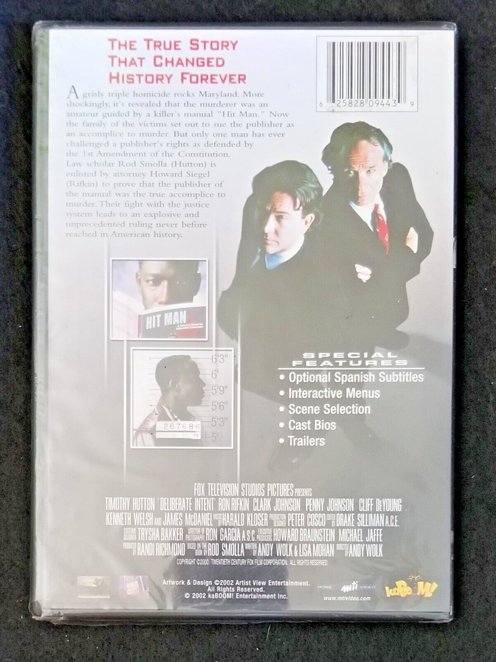 Deliberate Intent DVD Penny Johnson Dean McDermott 1st Amendment OOP Rare SEALED | eBay