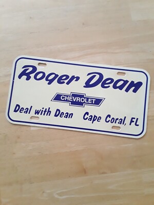 Vintage Roger Dean Dealer License Plate Accessory Tag Cape Coral ...