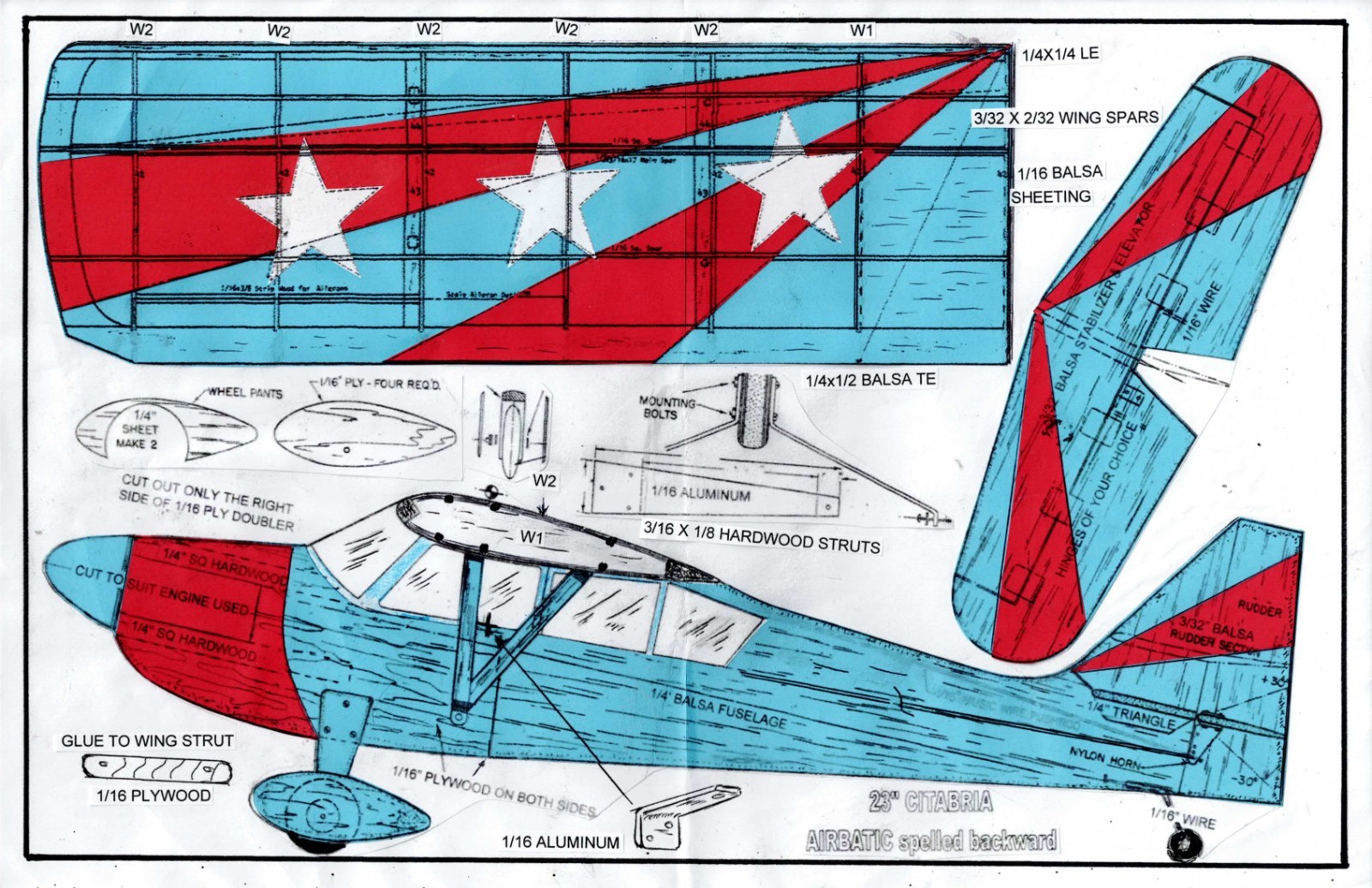 1/2 A profile "Citabria" U-Control plans only | eBay