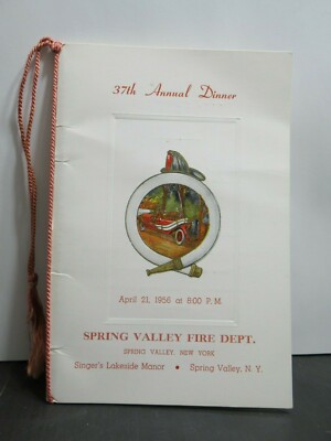 1956 Invitation to Dinner Spring Valley Fire Dept. at Singer's Lakeside ...