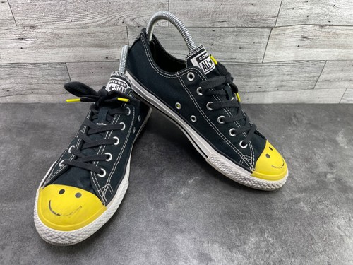 Converse All Star Ctas Smiley Face Kids Junior Shoes Black 5 M Canvas ...