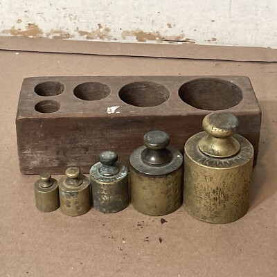 Antique Brass Scale Weight Set Kilogram And Less | eBay