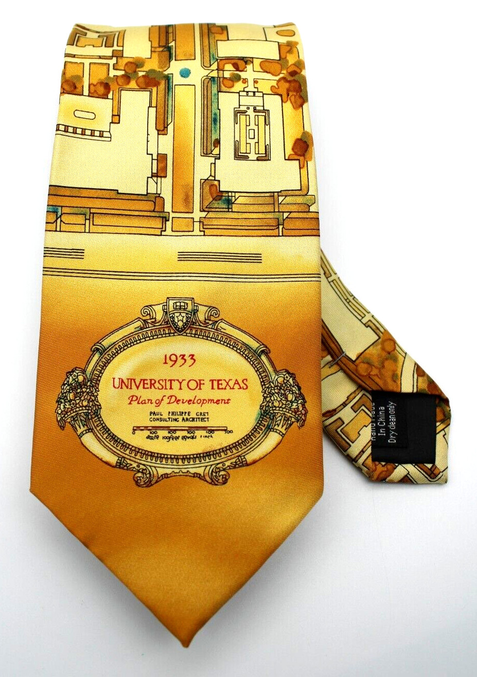 1933 University of Texas Map Tie - Yellow/Brown - Bar… - Gem
