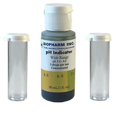 Biopharm Wide Range pH Indicator Solution 30 mL with 2 Empty Capped ...