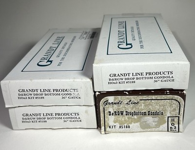 4 HOn3 Grandt Line DRGW Drop Bottom Gondola Kits. Plastic, Metal Wheels ...